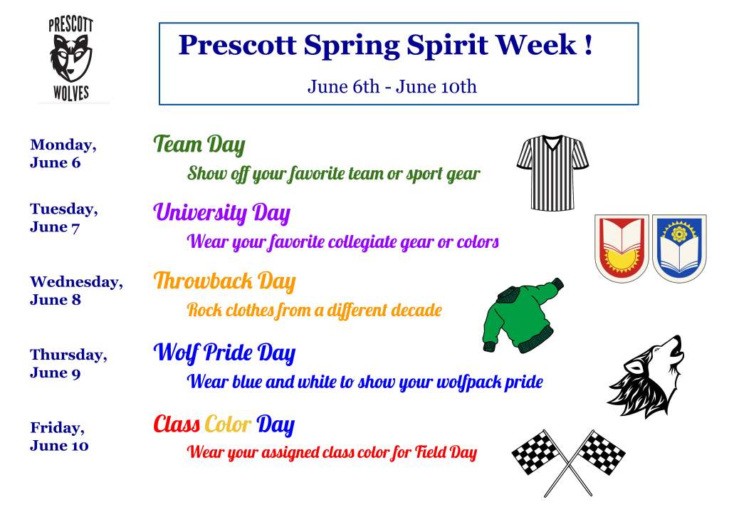 Spirit Week Begins This Week June 6-10! – Prescott Parents